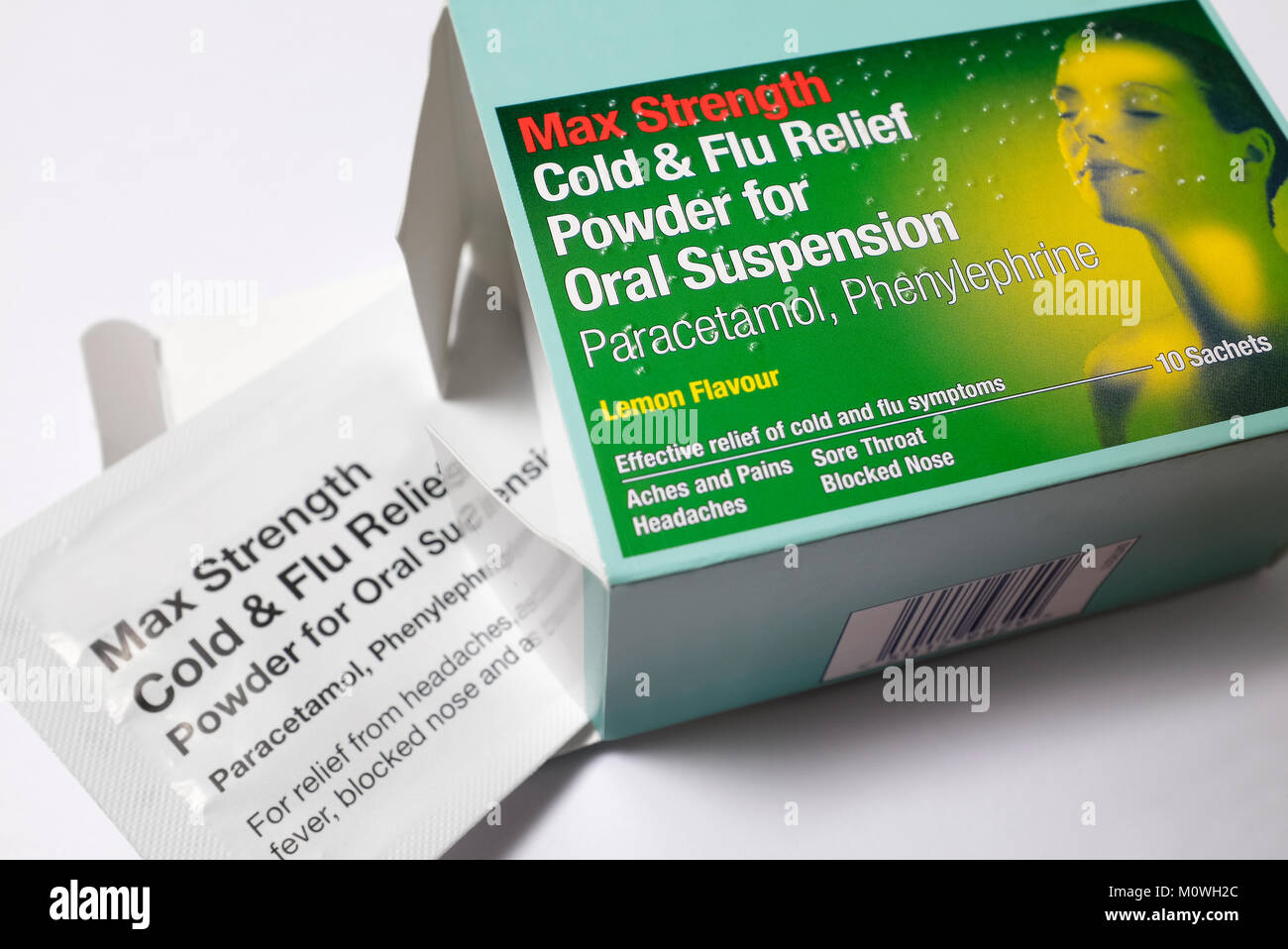 cold and flu relief powder in cardboard packaging Stock Photo - Alamy