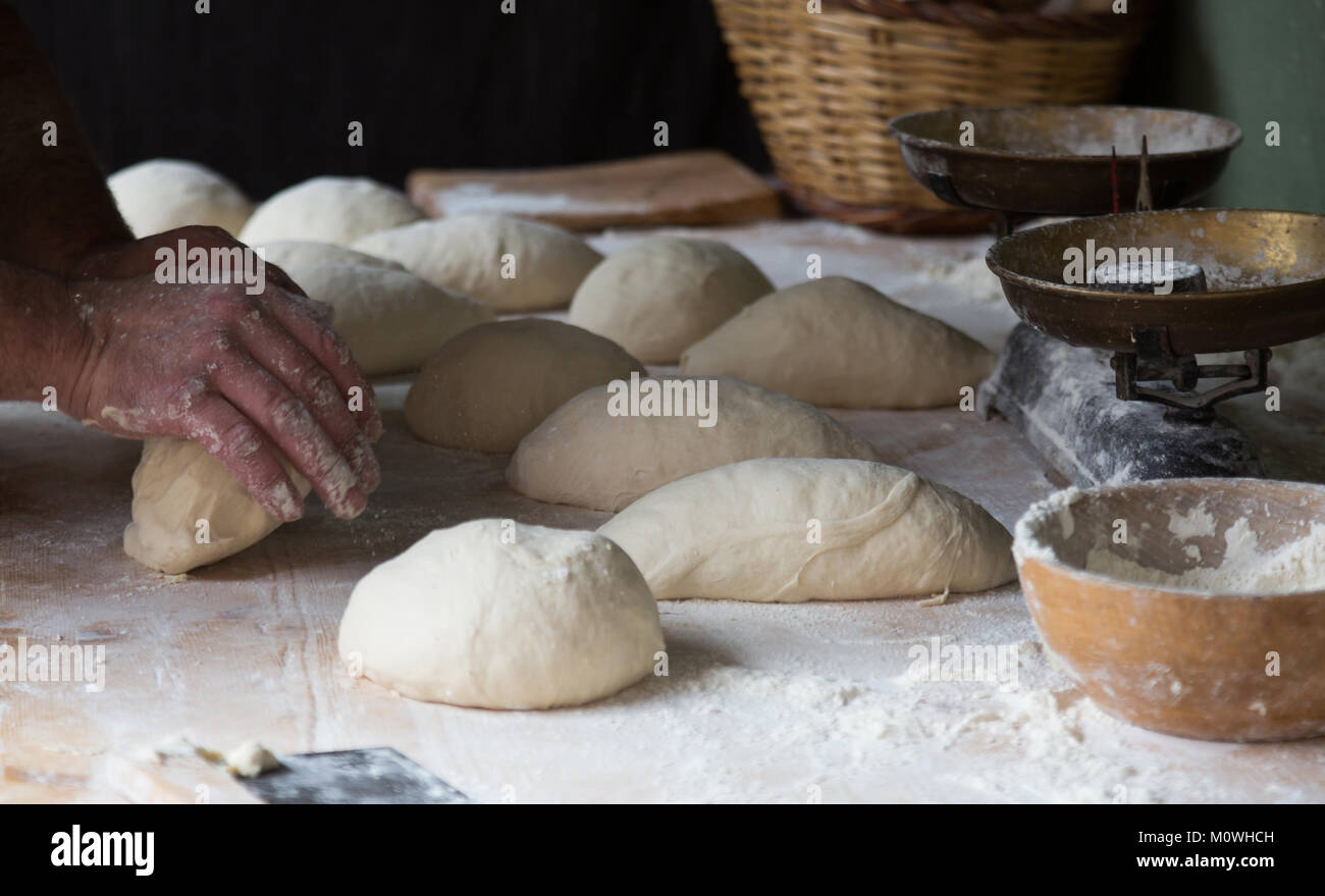 bread preparing for baking in traditional bake house Stock Photo - Alamy