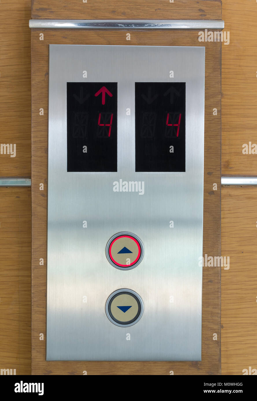 Elevator Button up and down direction Stock Photo - Alamy
