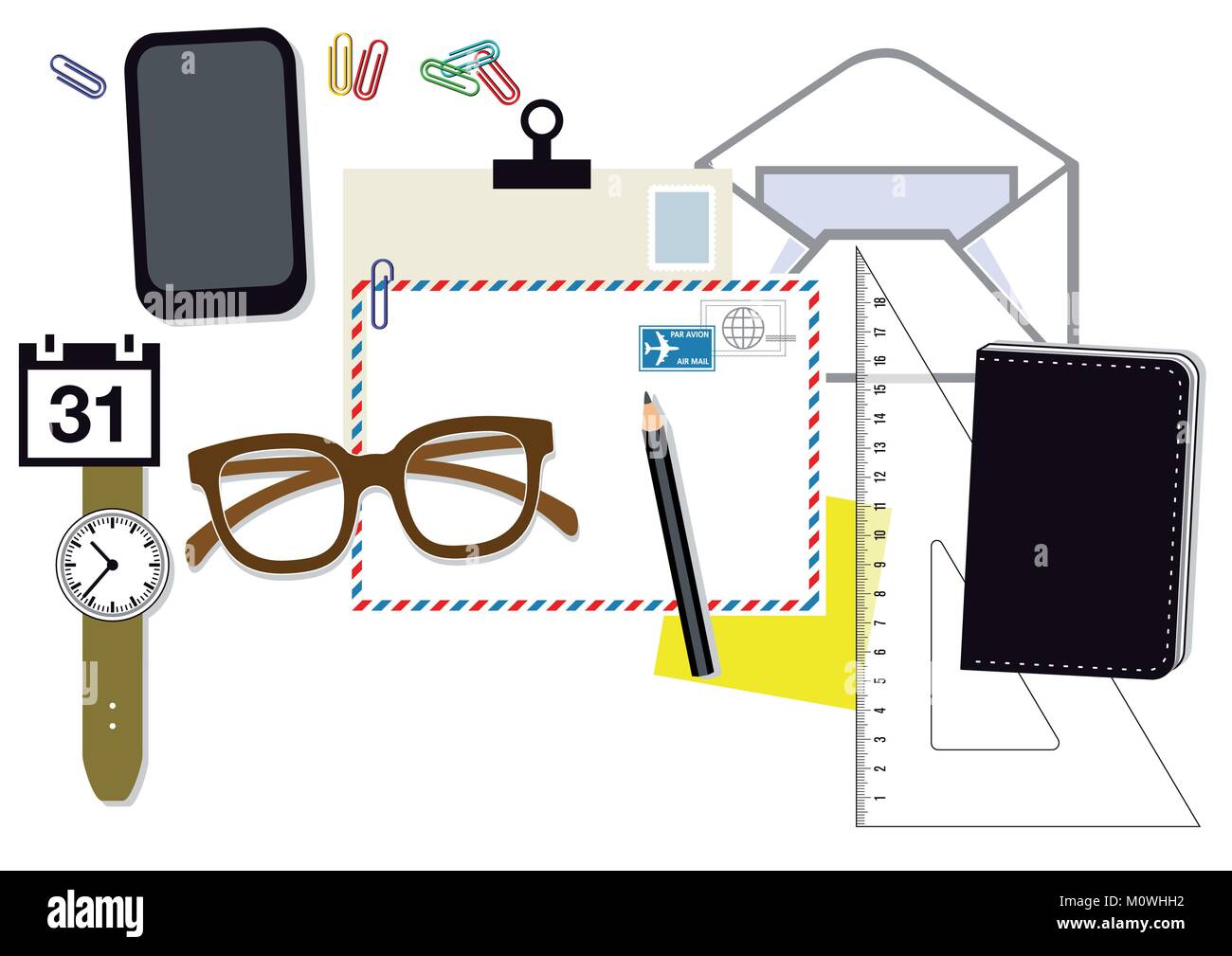 Creative desk top view Stock Vector Images - Alamy