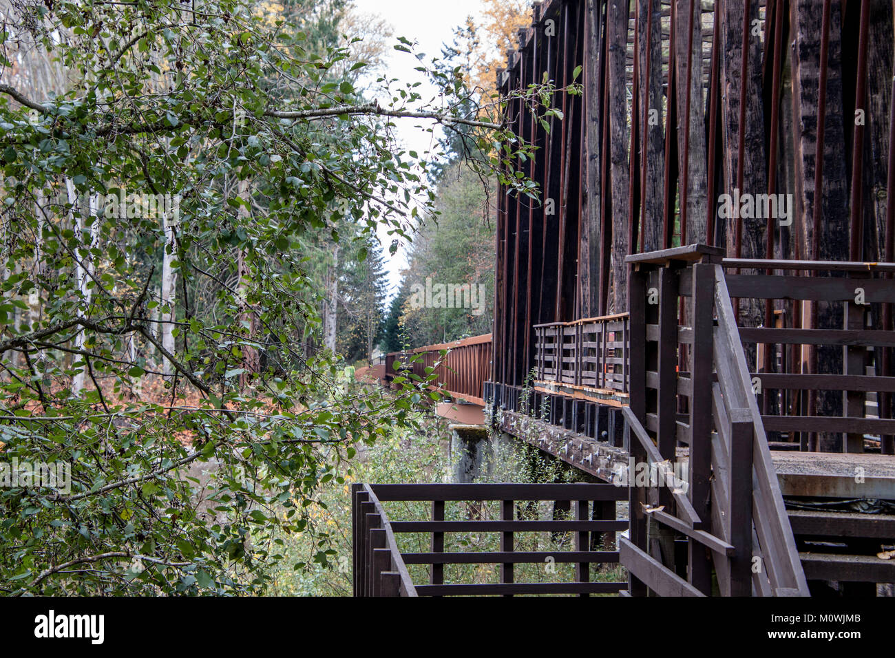 Fall colors and Railroad Bridge Stock Photo - Alamy