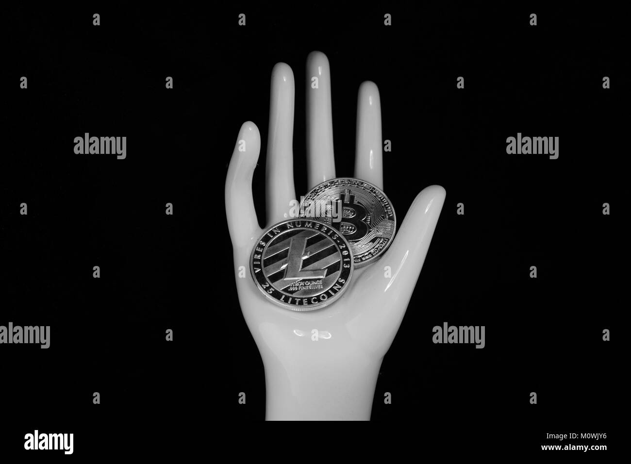 Bitcoin digital coin on Black and White Stock Photos & Images - Alamy