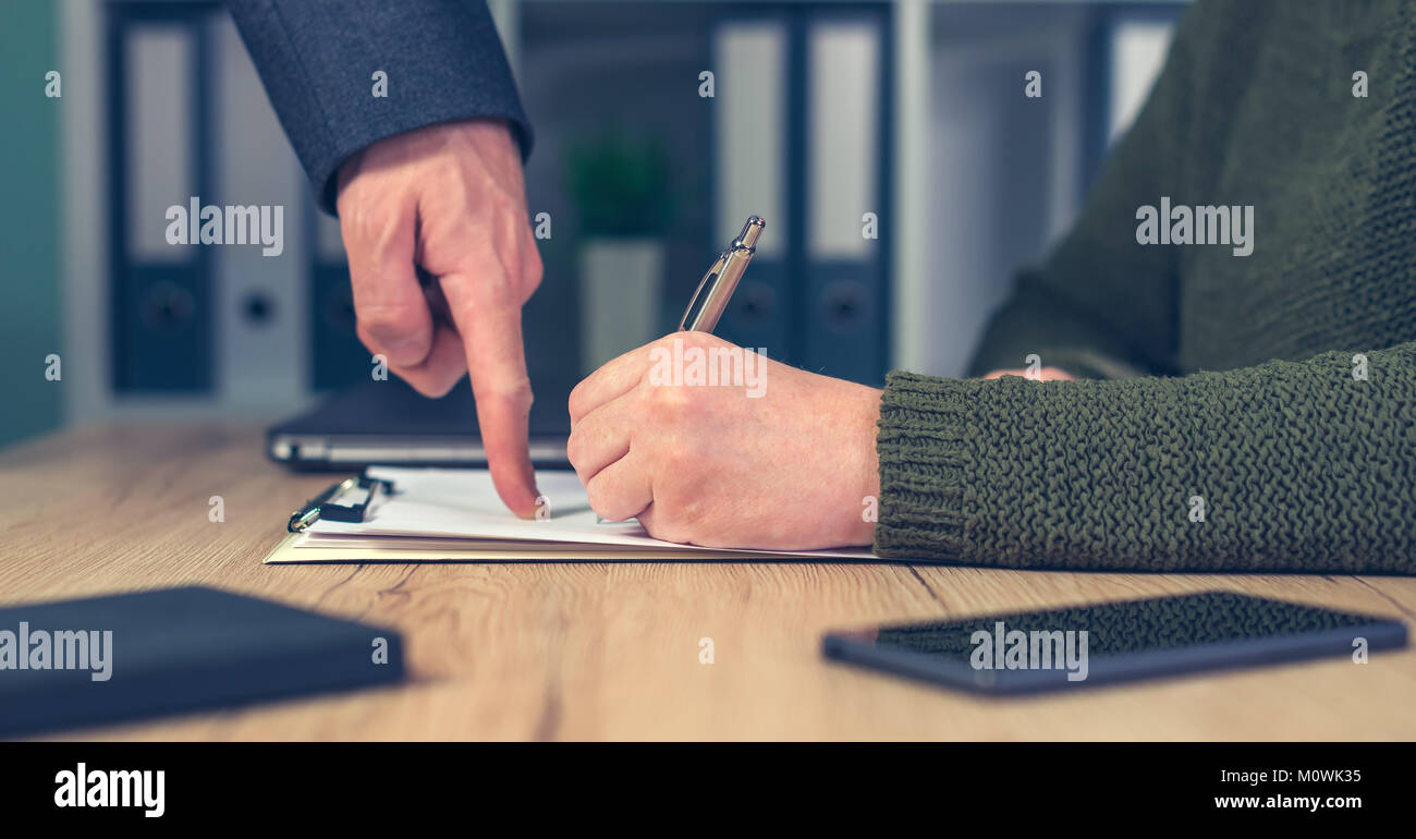 Boss giving orders and work tasks with assignment to be improved. Male ...