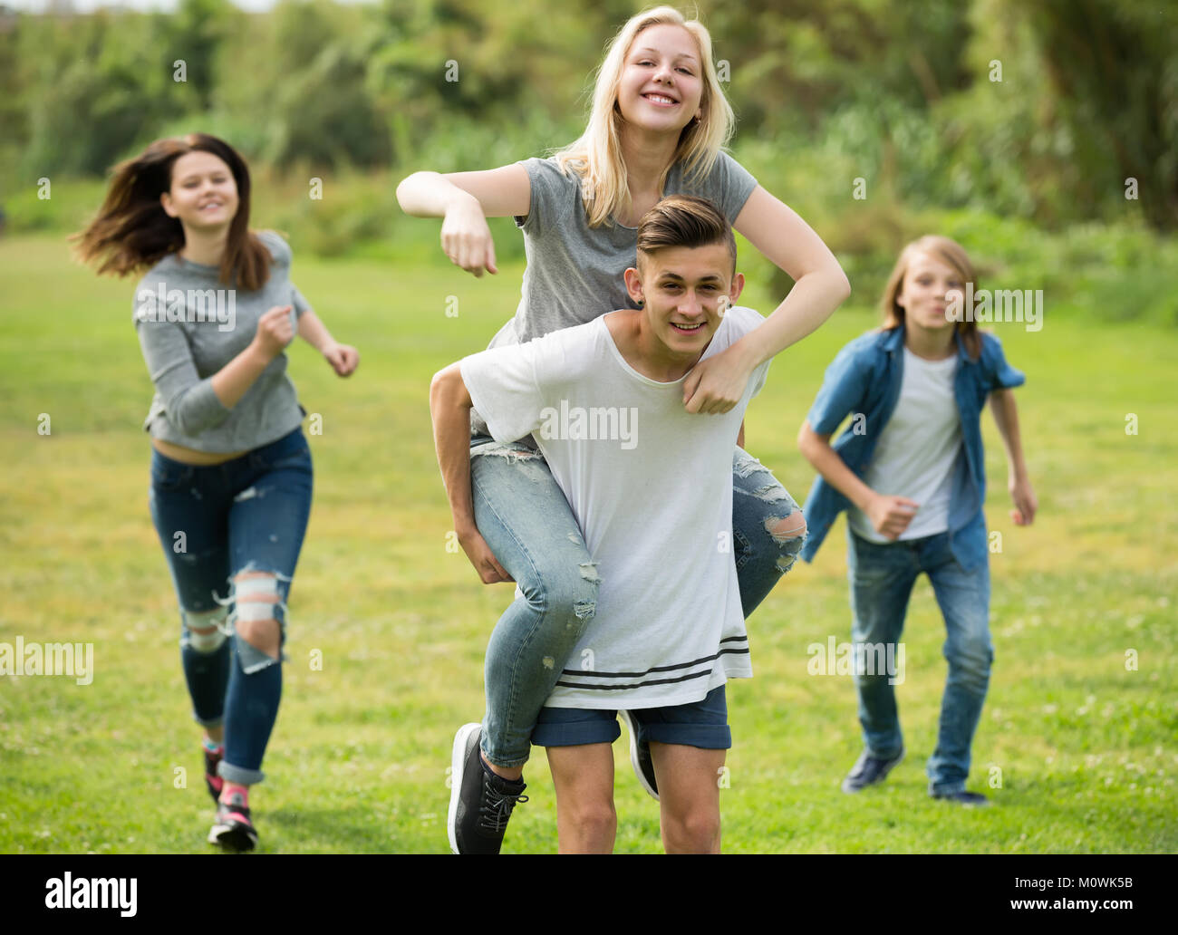 Playful teenagers hi-res stock photography and images - Alamy