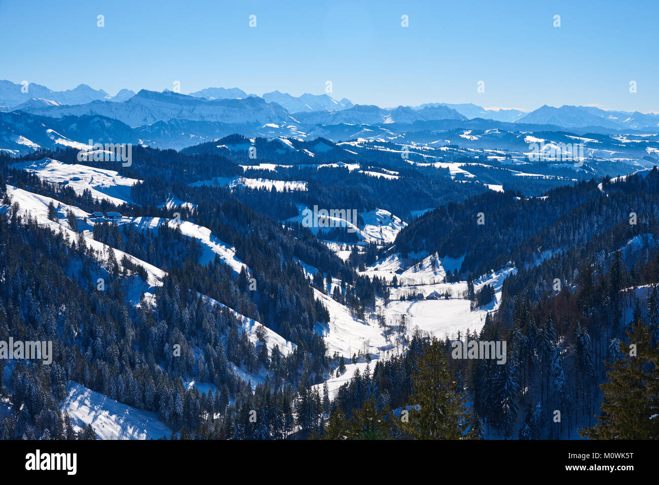 sunny winter day in the swiss mountains - Napf Emmental Stock Photo - Alamy