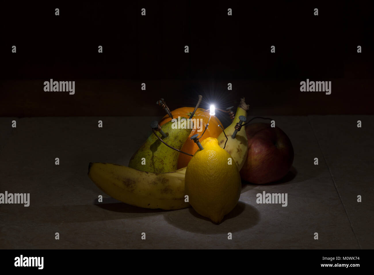 Five a day 5 fruit to provide energy power supply electricity ...