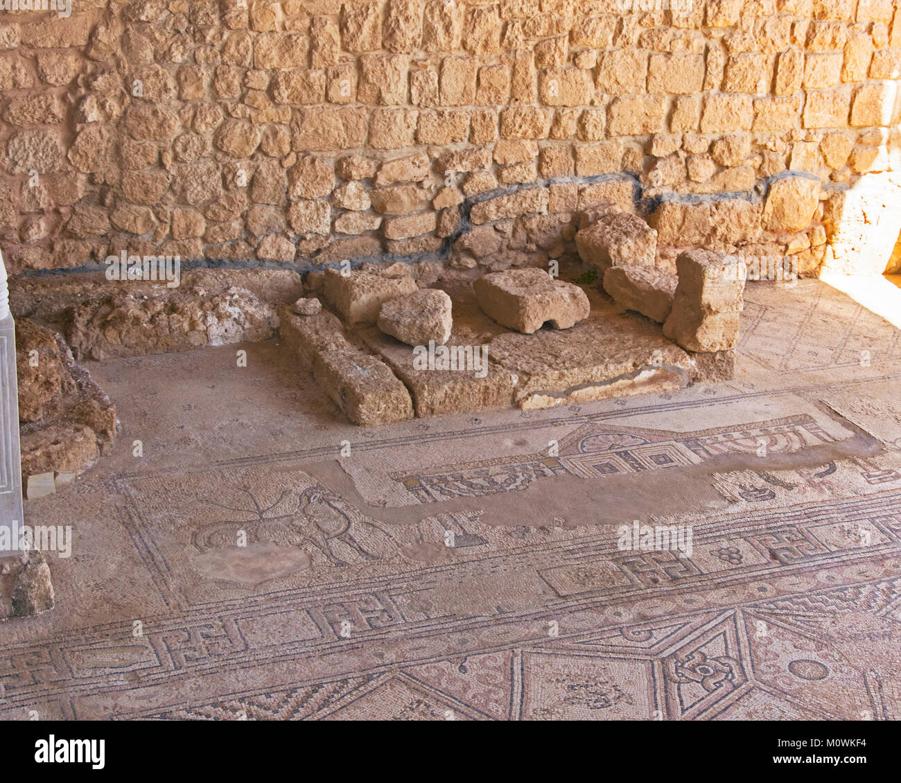 Torah reading bimah of the synagogue in the city of ancient susya in ...