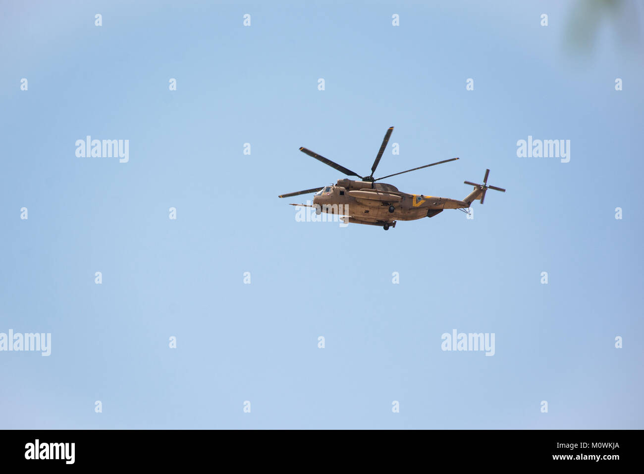 IDF apache helicopter flying over Arad Israel on a training mission ...