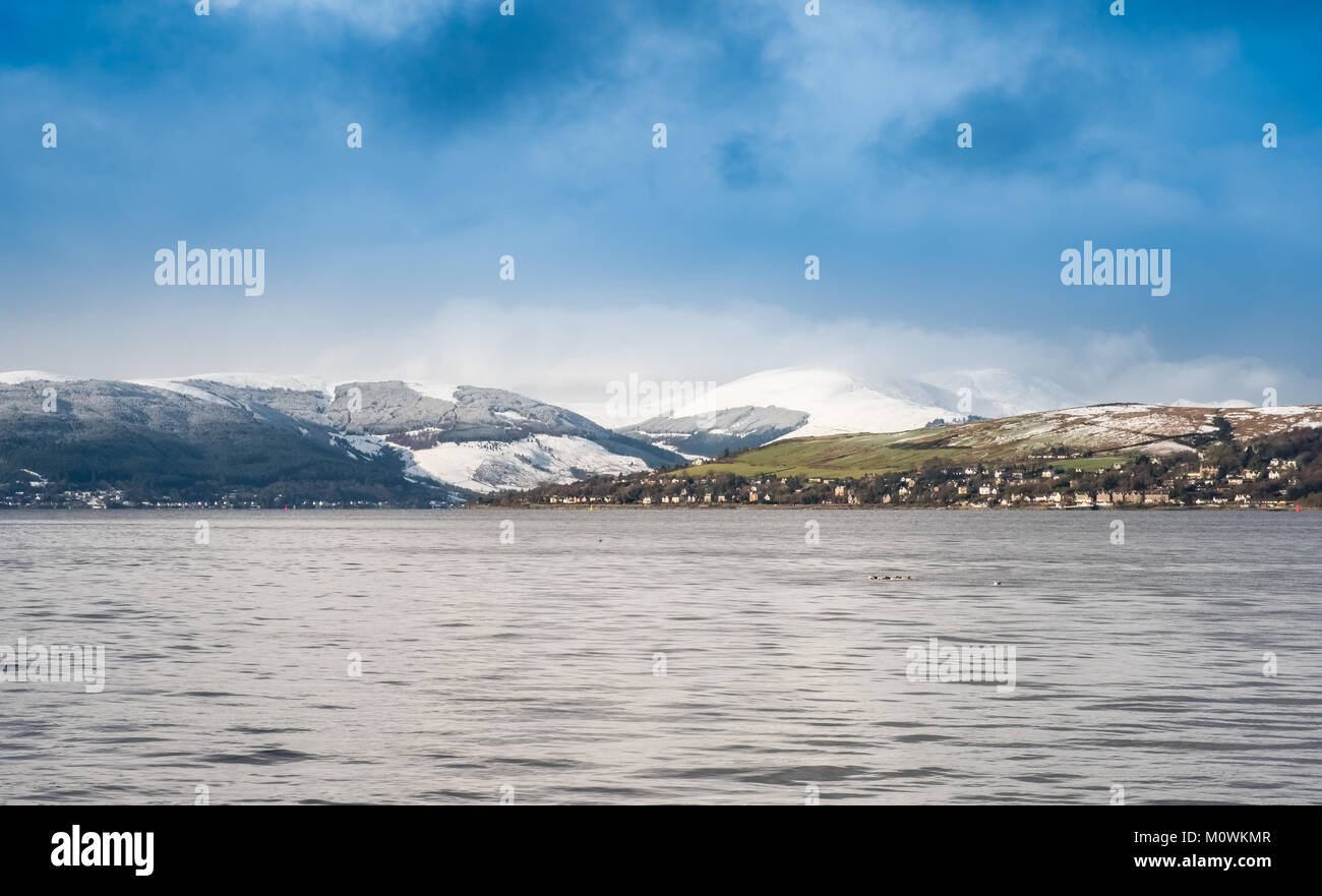 Looking over and up from Greenock Esplanade (Splash) on a cold winters ...
