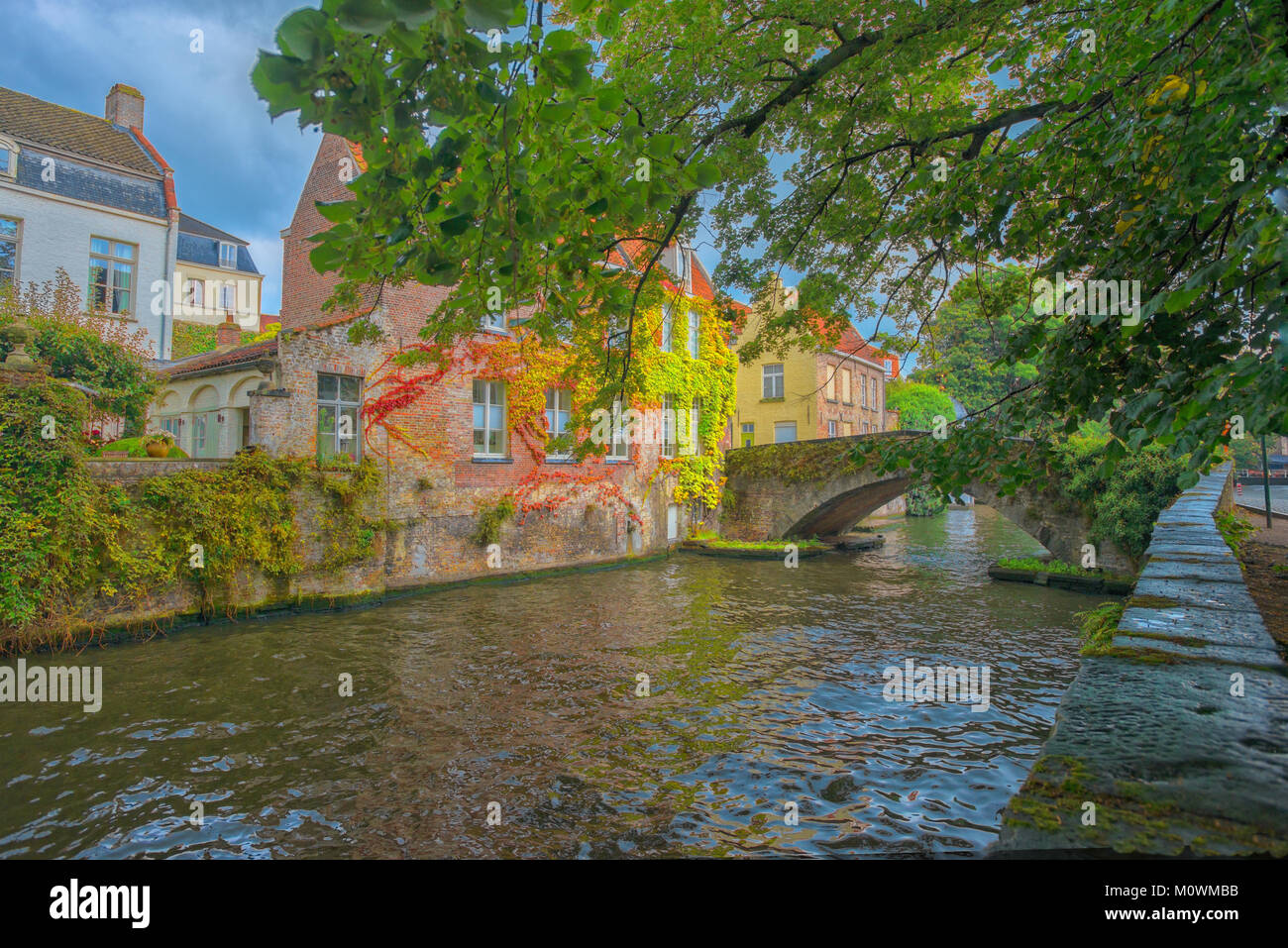 water canal and bridge in Brugge, Belgium Stock Photo - Alamy