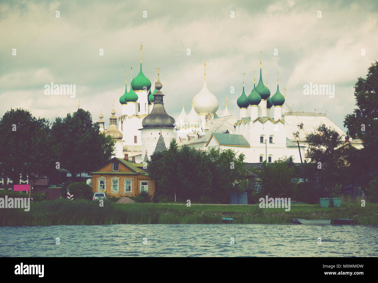 Rostov Kremlin cityscape outstanding on waterfront of lake Nero Stock ...