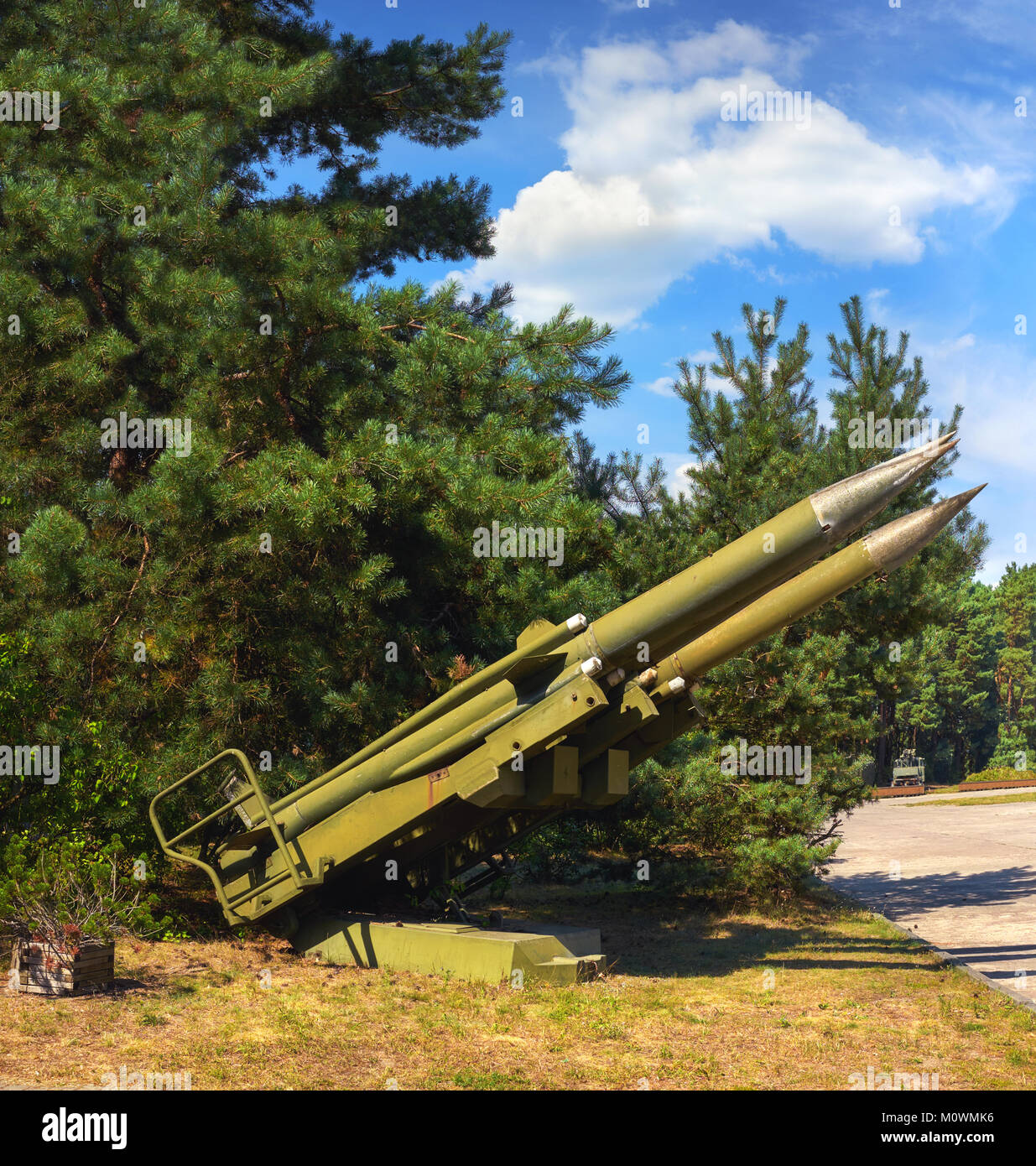 FINOWFURT, GERMANY - AUGUST 22, 2015: Old Soviet ground to air missiles ...