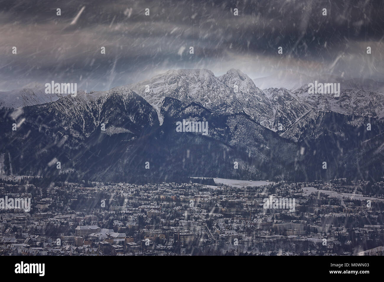 Snowy weather in zakopane city Stock Photo - Alamy
