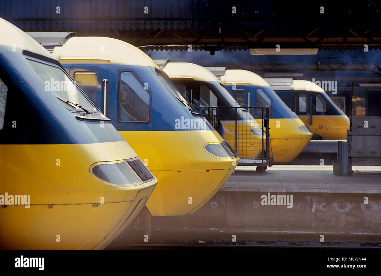 A line-up of High Speed Trains at London Paddington in the 1980's Stock ...