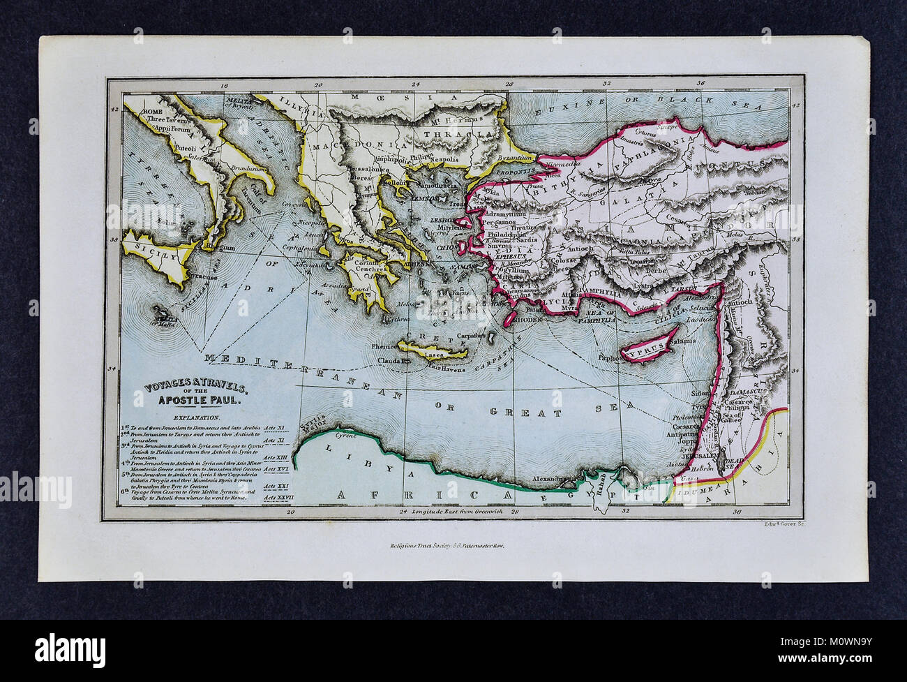 1799 Bible Tract Society Map - The Voyages and Travels of the Apostle ... 1799 Bible Tract Society Map - The Voyages and Travels of the Apostle ...