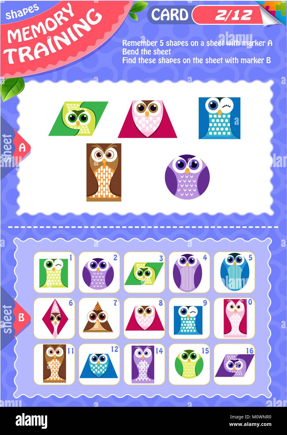 Memory game children. learning of geometry shapes. Memory training ...