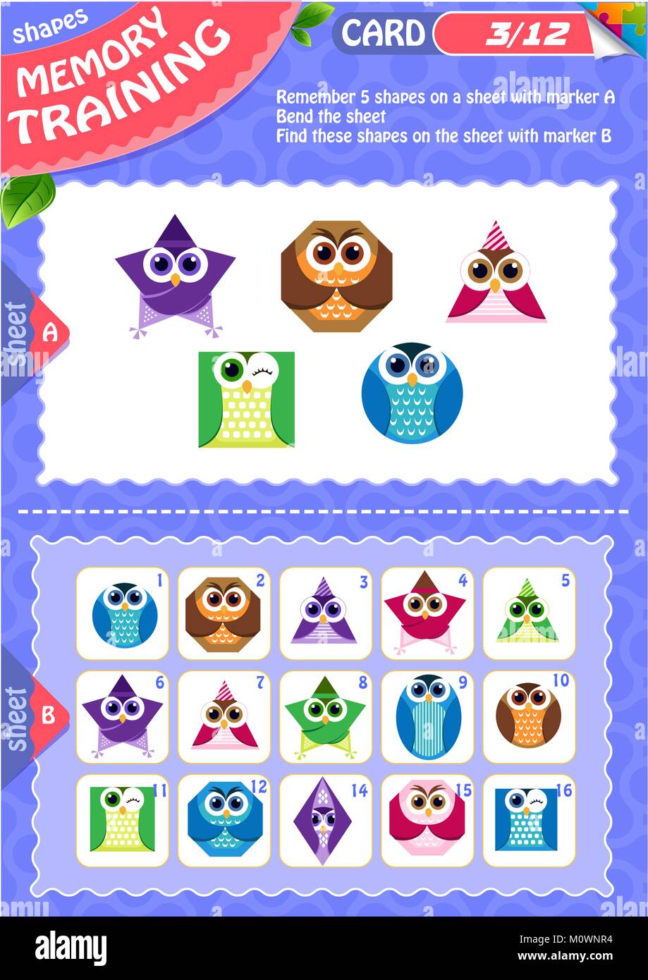 Memory game children. learning of geometry shapes. Memory training ...