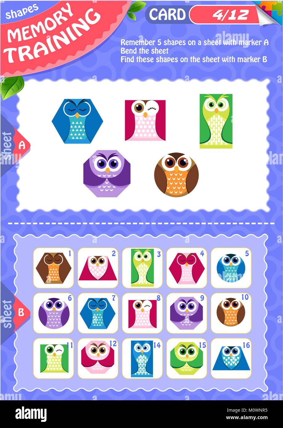 Memory game children. learning of geometry shapes. Memory training ...