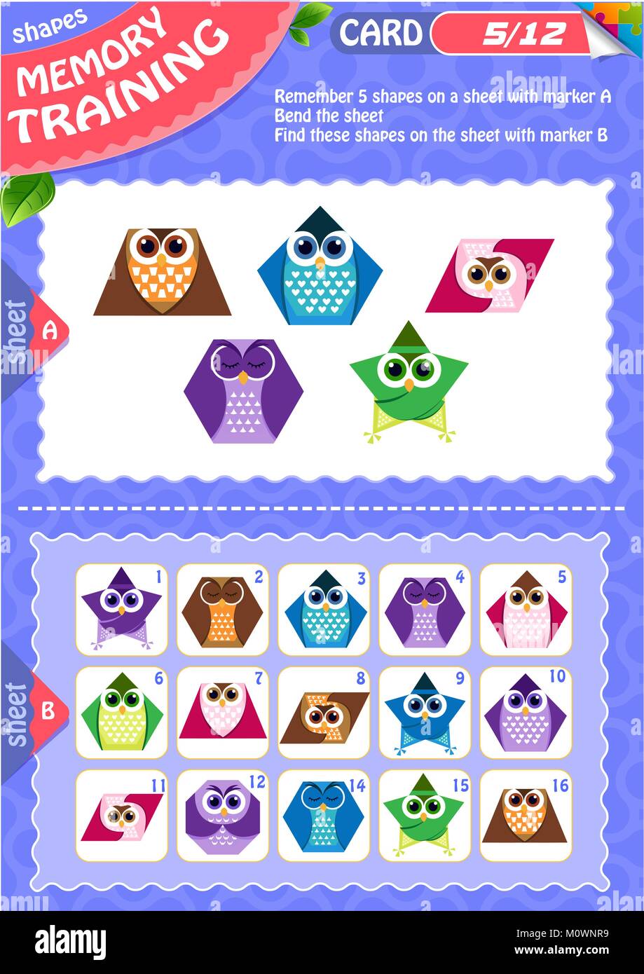 Memory game children. learning of geometry shapes. Memory training ...