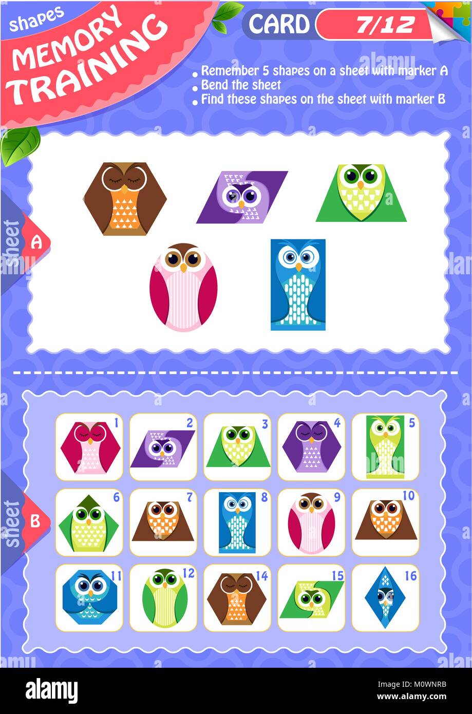 Memory game children. learning of geometry shapes. Memory training ...