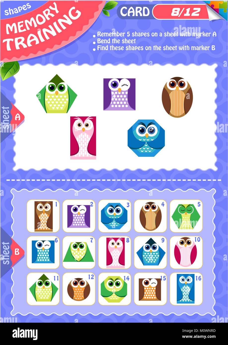 Memory game children. learning of geometry shapes. Memory training ...