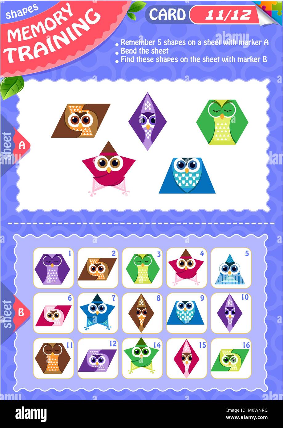 Memory game children. learning of geometry shapes. Memory training ...