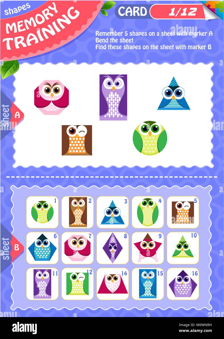 Memory game children. learning of geometry shapes. Memory training ...