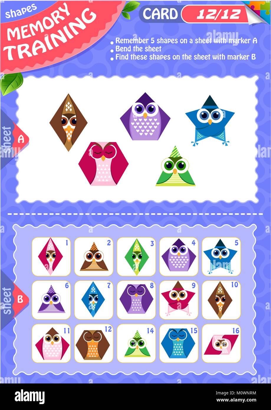 Memory game children. learning of geometry shapes. Memory training ...