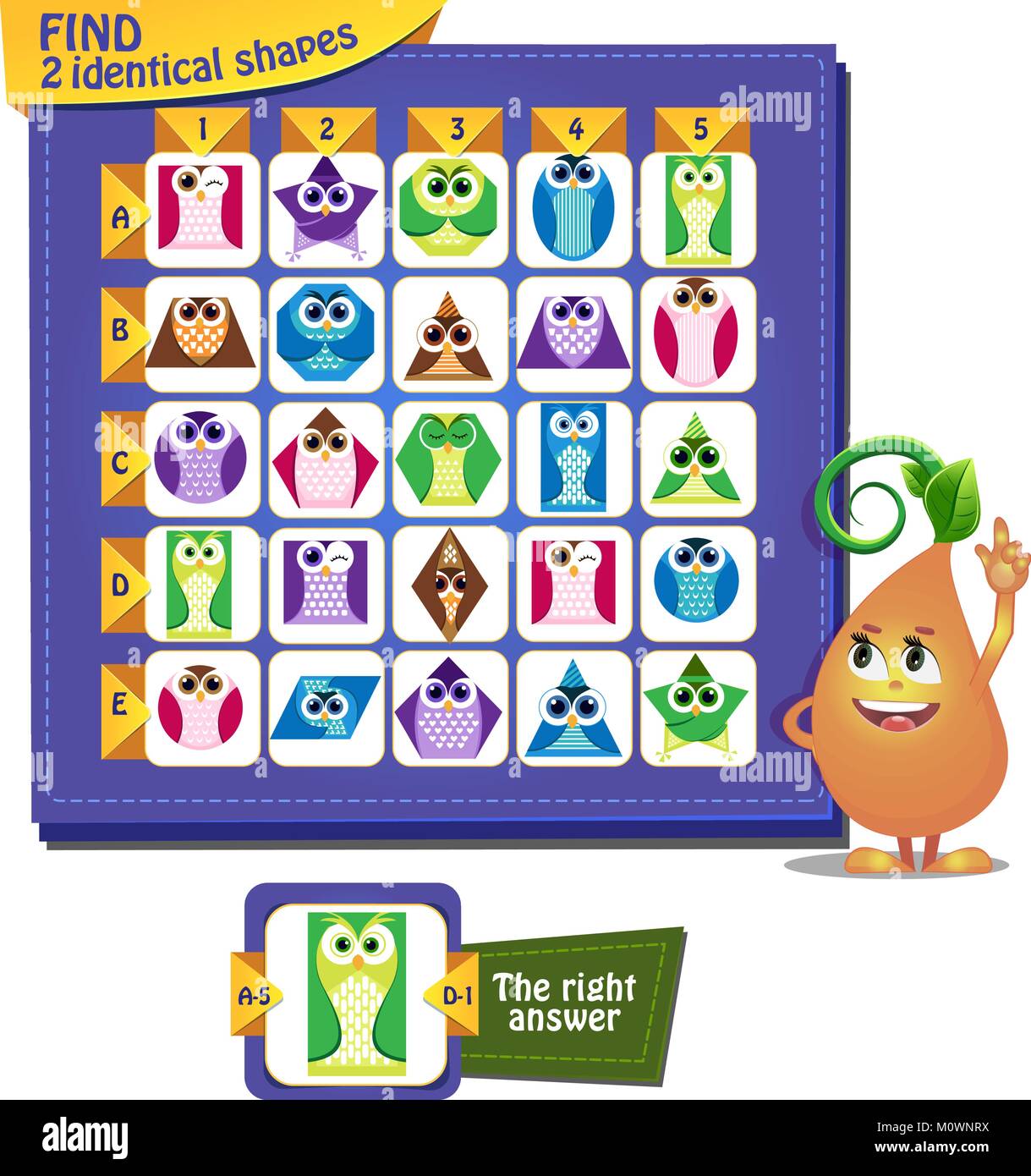 Visual educational game for children. Find 2 identical shapes Stock ...