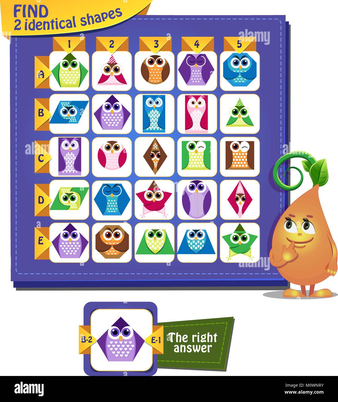 Visual educational game for children. Find 2 identical shapes Stock ...