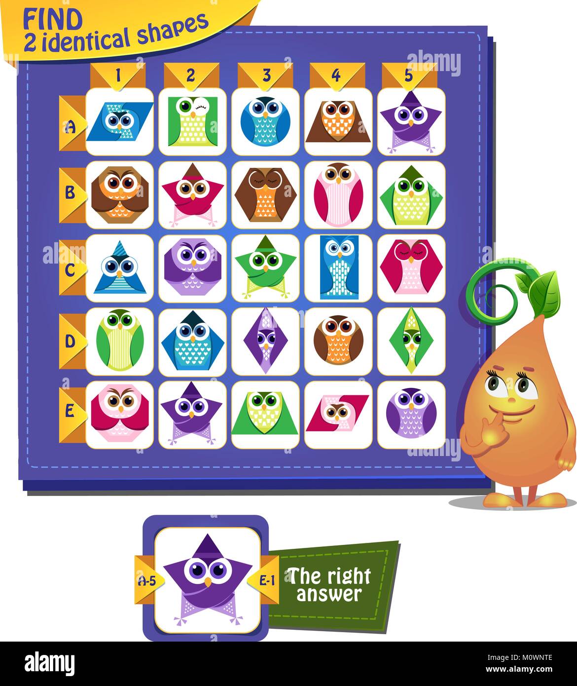 Visual Game for children. Find 2 identical shapes Stock Vector Image ...