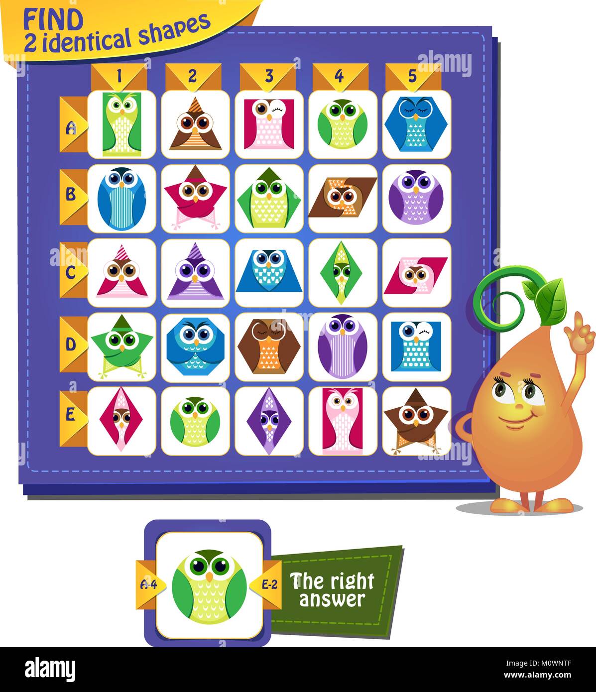 Visual educational game for children. Find 2 identical shapes Stock ...