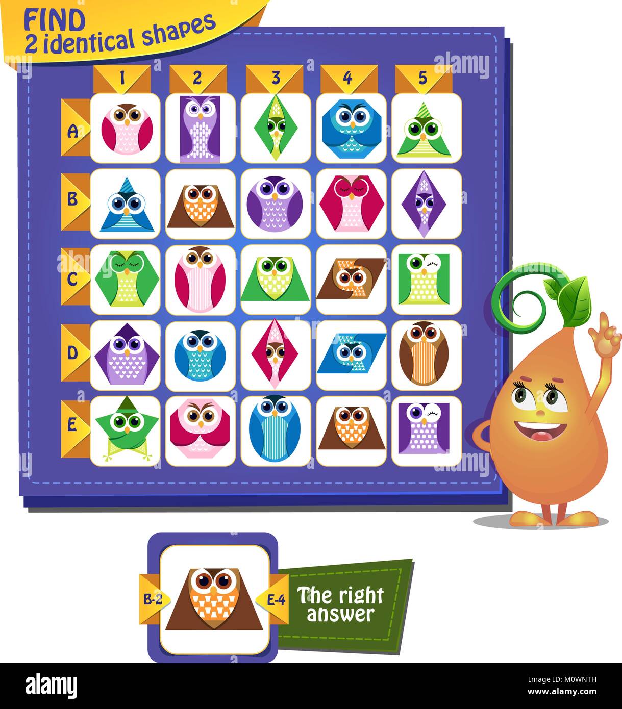 Visual educational game for children. Find 2 identical shapes Stock ...