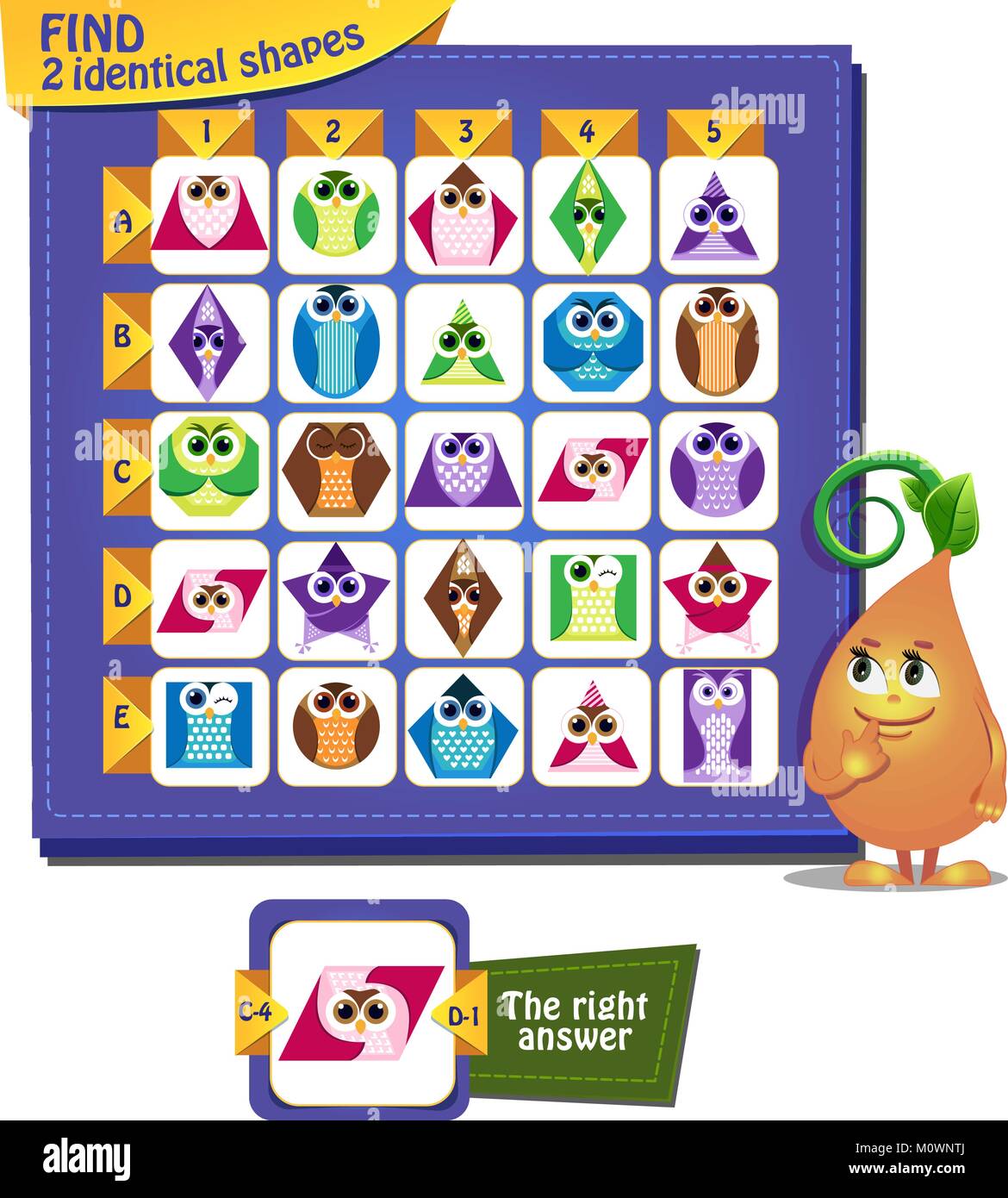 Visual educational game for children. Find 2 identical shapes Stock ...