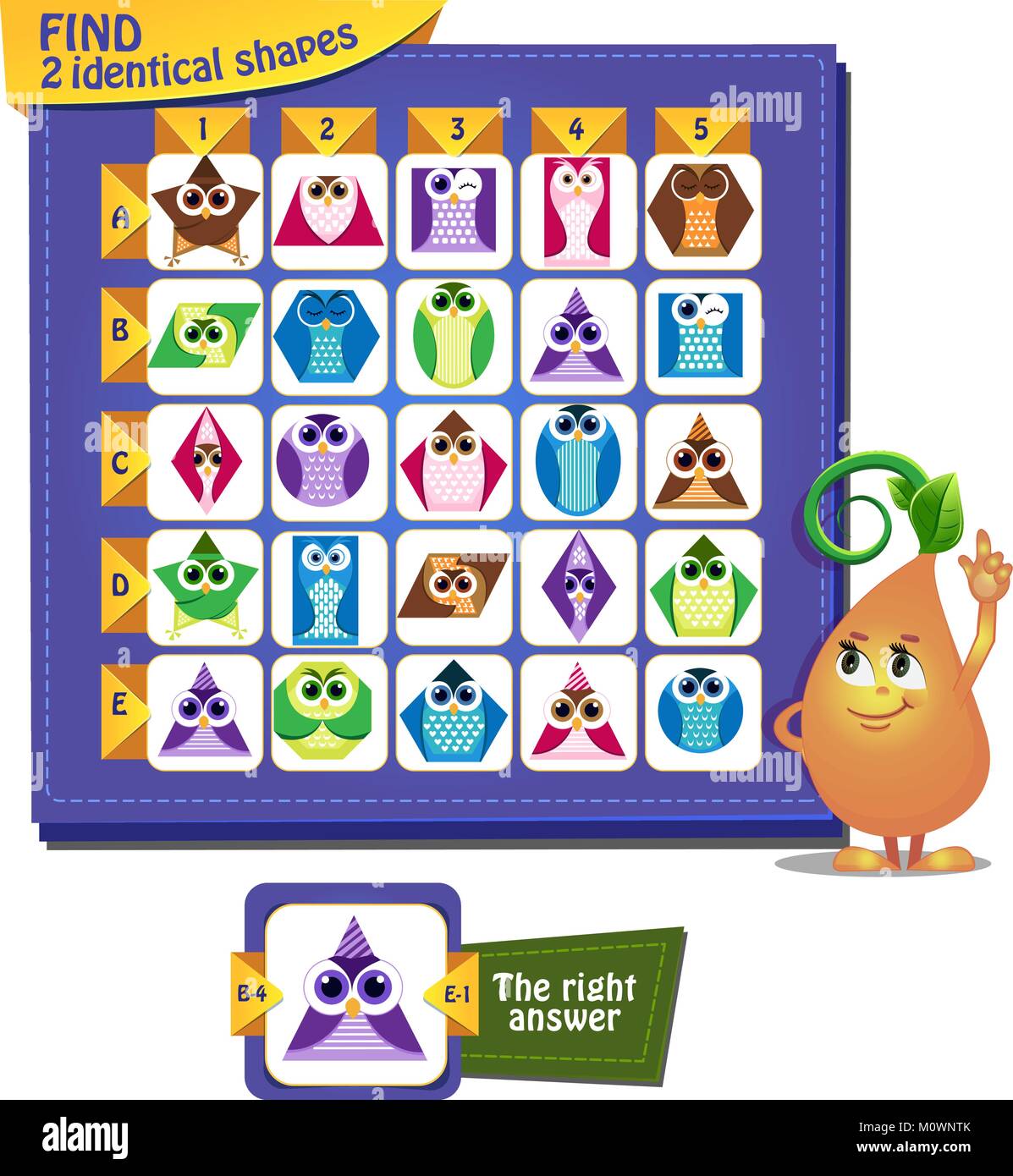 Visual educational game for children. Find 2 identical shapes Stock ...