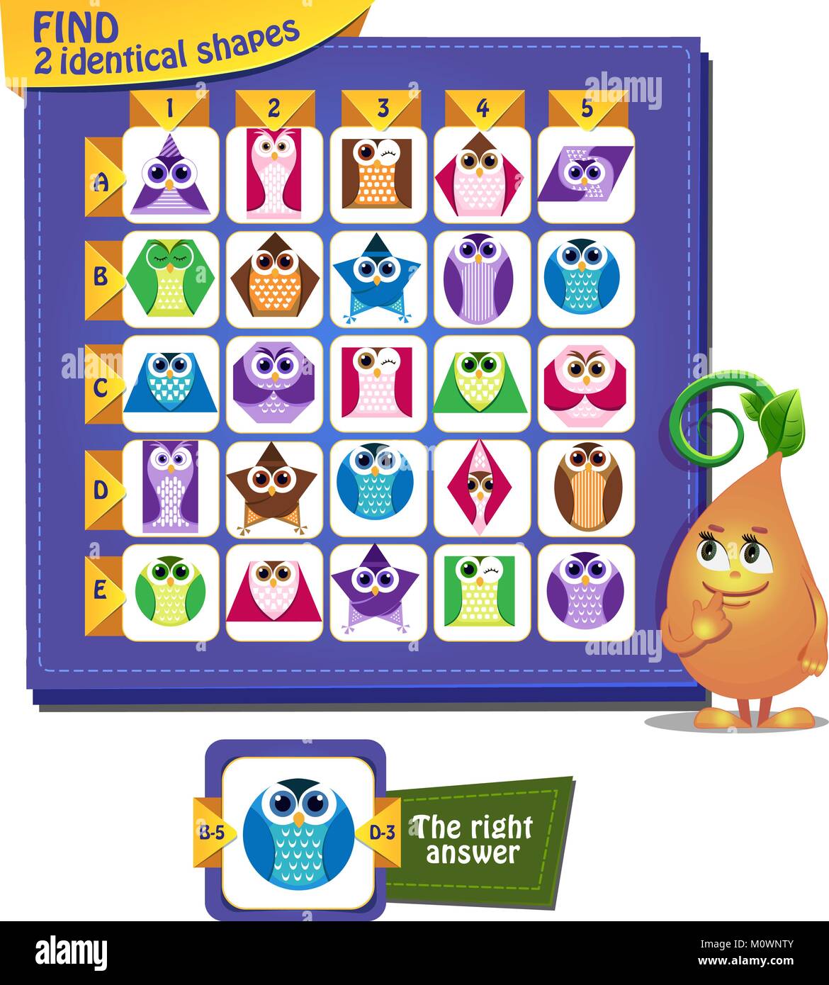 Visual educational game for children. Find 2 identical shapes Stock Vector Image & Art - Alamy