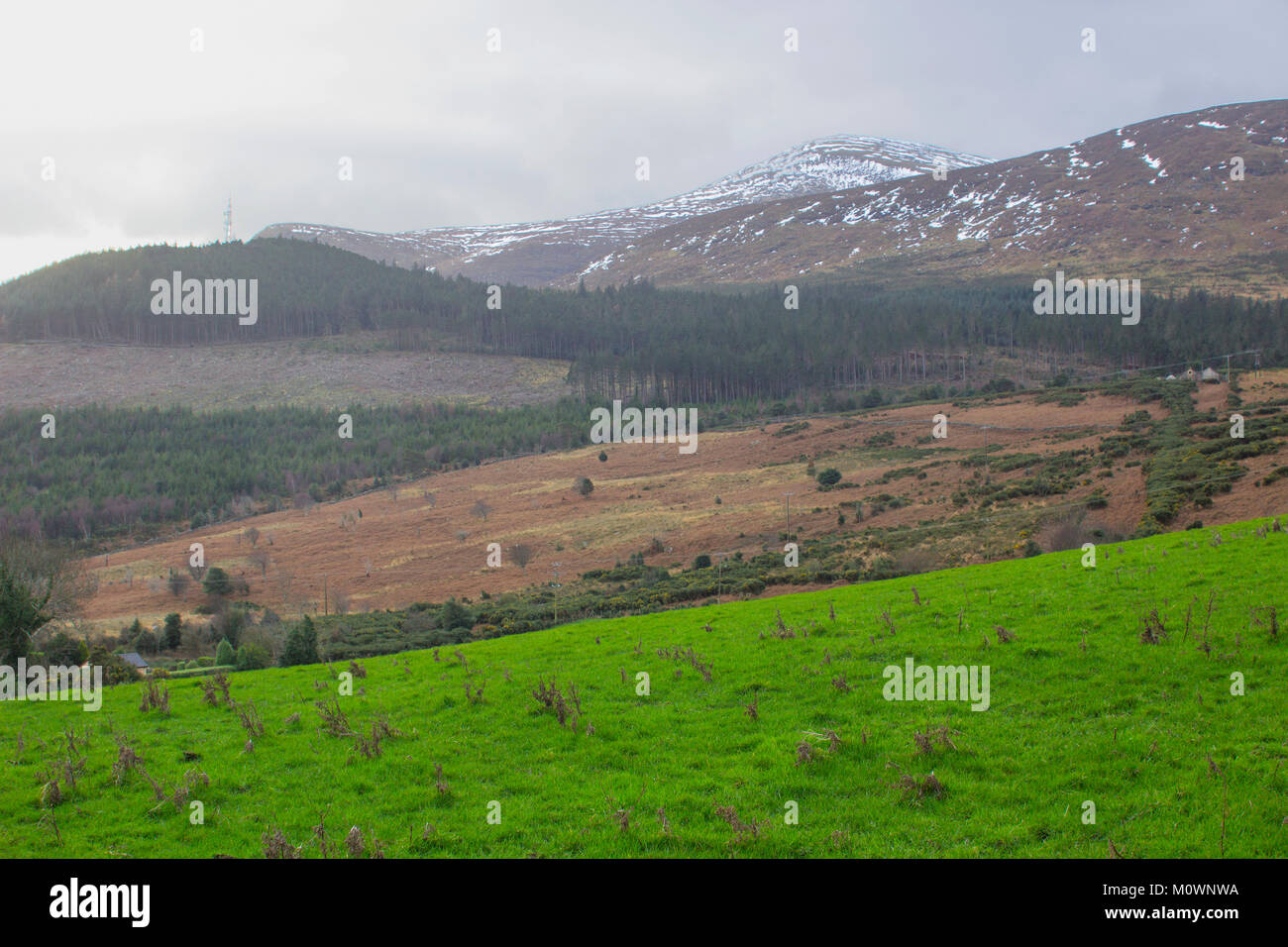 A view across one of the many snow topped hills and valleys of the ...