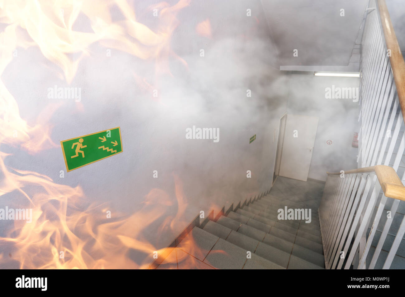 way to evacuate during a fire in a building or office Stock Photo - Alamy