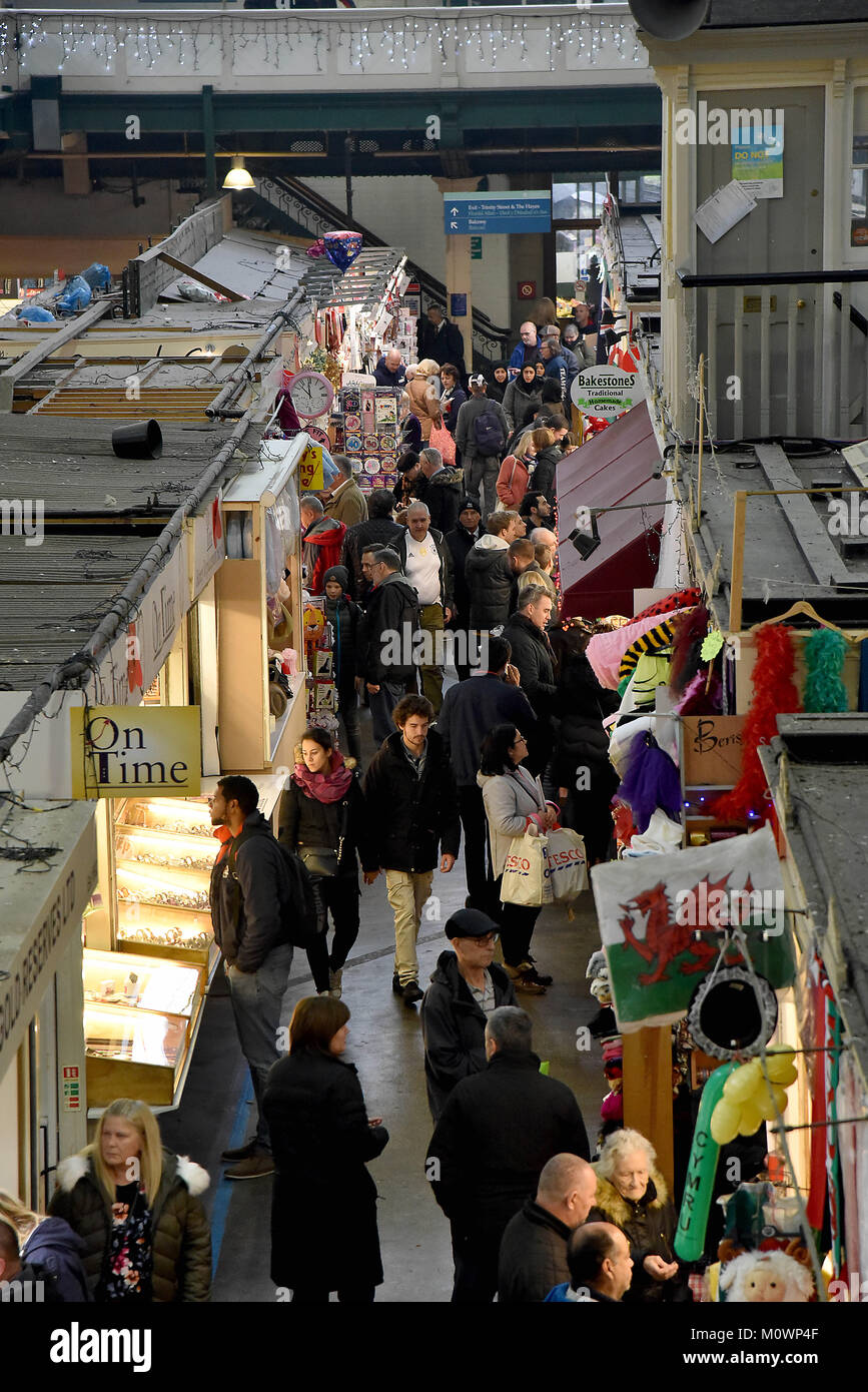 Cardiff market welsh flags hi-res stock photography and images - Alamy