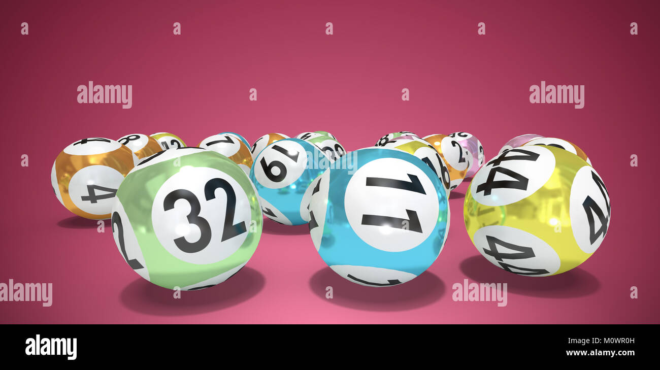 Composite image of lottery balls with numbers Stock Photo - Alamy