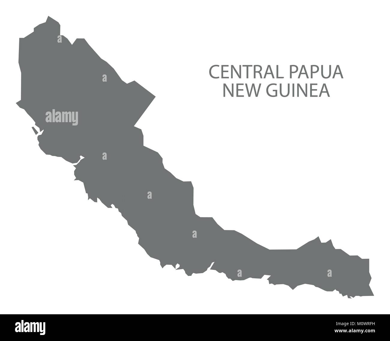 Central Papua New Guinea map grey illustration silhouette shape Stock ...