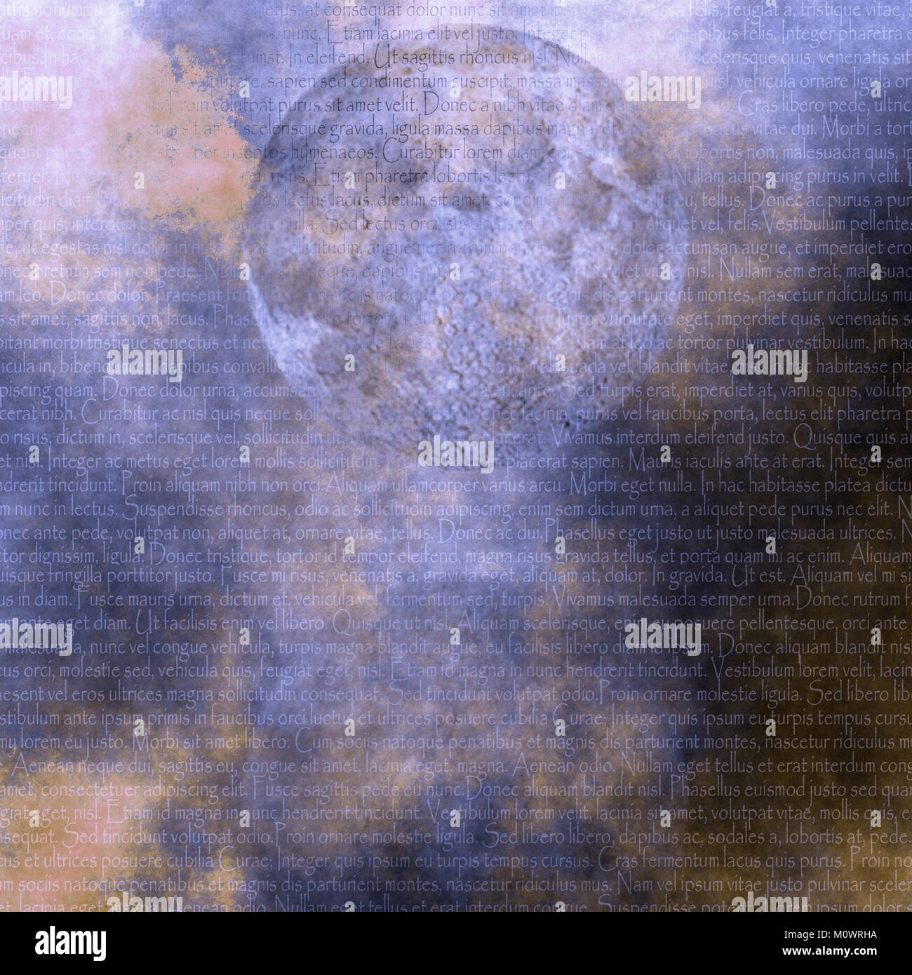 Surreal composition. Moon on latin text background Stock Photo - Alamy