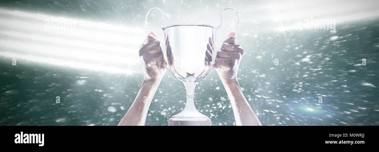 Cropped hand of athlete holding trophy Stock Photo - Alamy