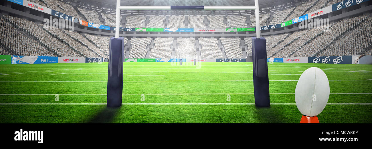 Rugby post and ball hi-res stock photography and images - Alamy