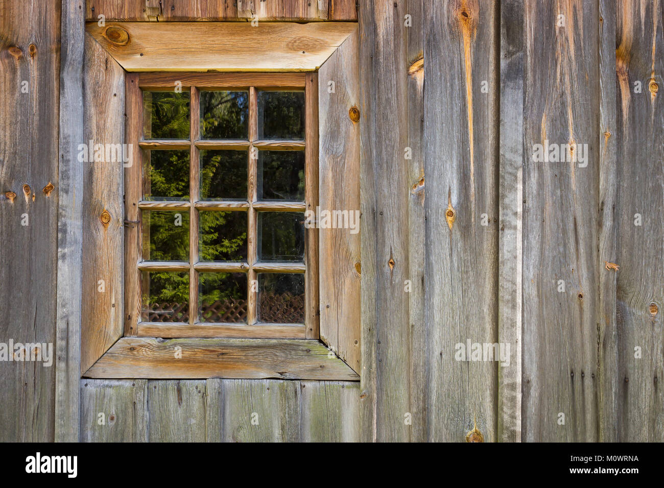 The old window of old wooden house. Background of wooden walls Stock ...