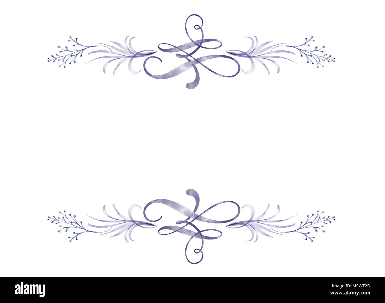 Watercolor Flower separator Leaf summer Isolated on white background ...