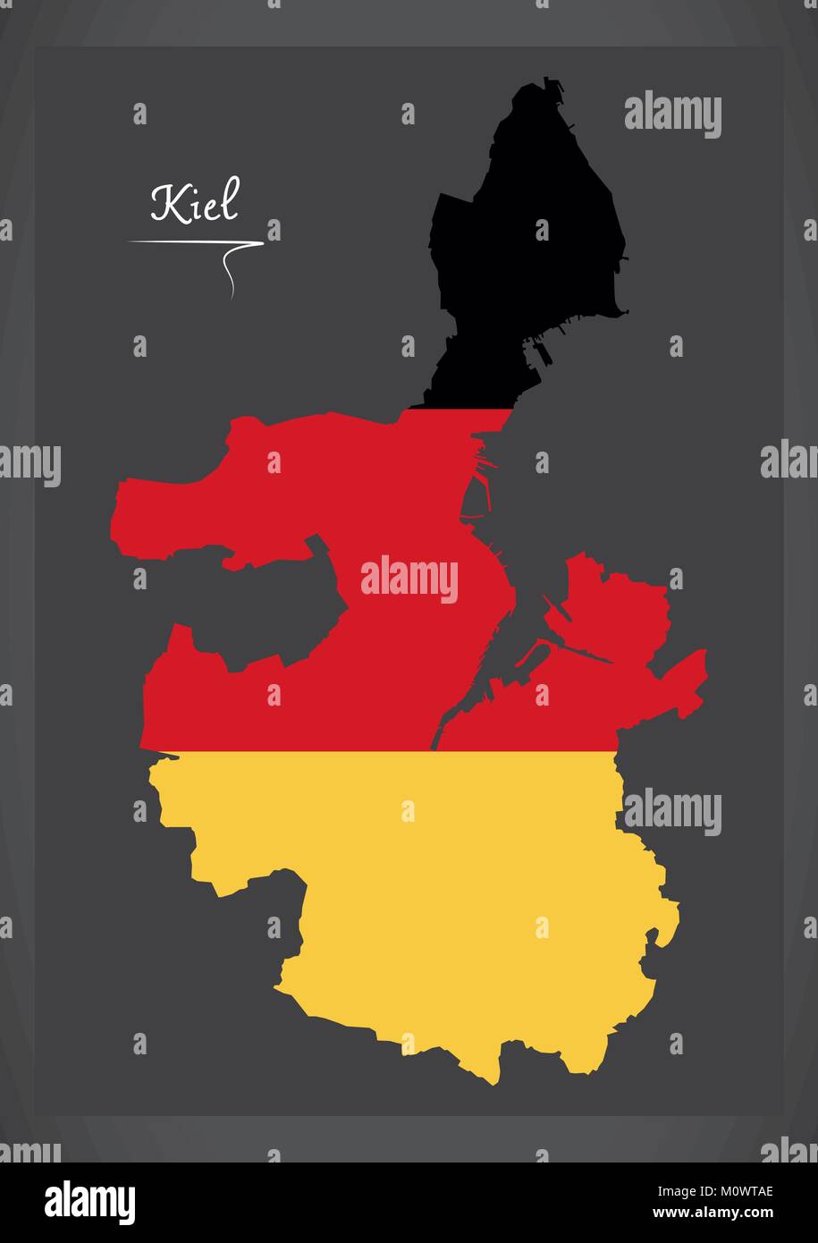 Kiel map with German national flag illustration Stock Vector Image ...