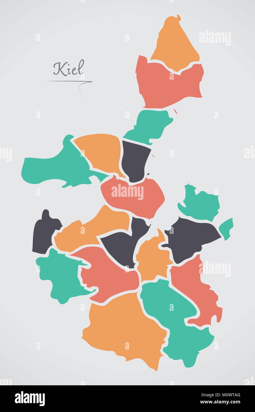 Kiel Map with boroughs and modern round shapes Stock Vector Image & Art - Alamy