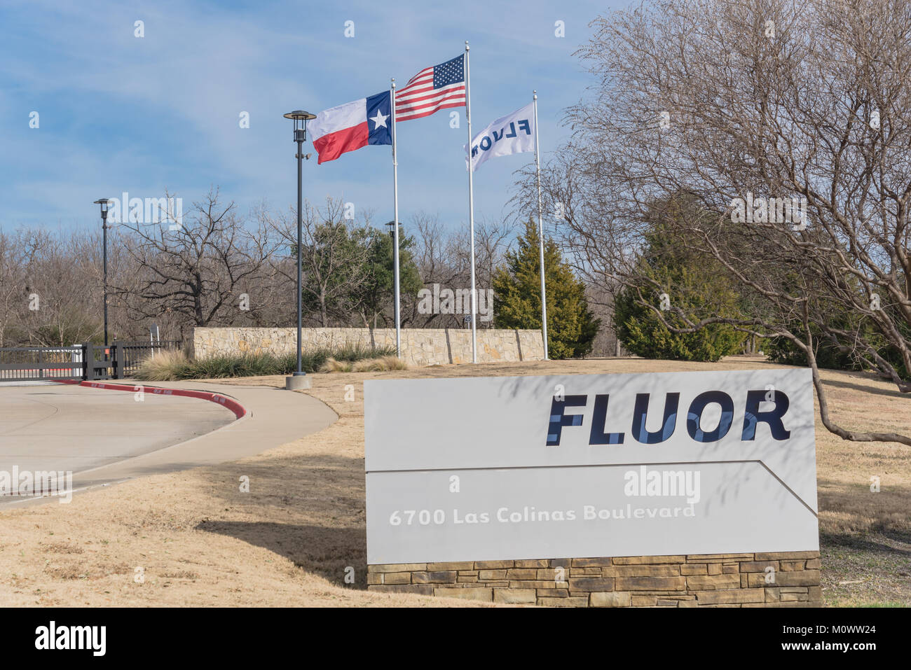 Entrance to world headquarters of Fluor Corporation in Irving Stock ...