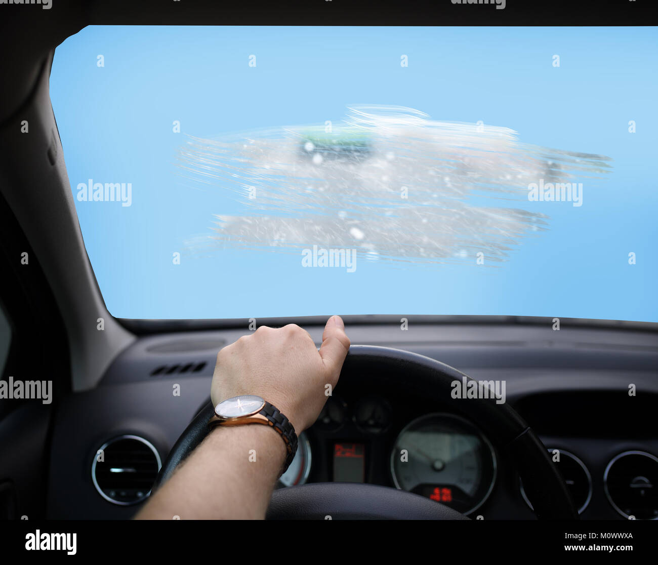 Ride on a snowy winter day with a frozen car window Stock Photo - Alamy
